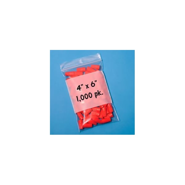 Rd Plastics Co Reclosable Poly Bags W/ Write On Label, 4"W x 6"L, 2 Mil, Clear, 1000/Pack B14 | Zoro